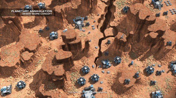 Planetary Annihilation screenshots show buildings, units, unit cannon ...