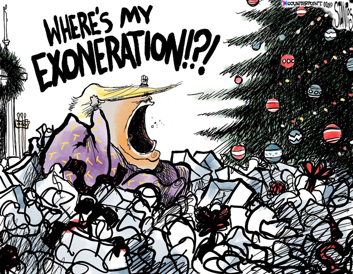 Political Cartoon U.S. Trump Christmas Morning No Exoneration Gift ...