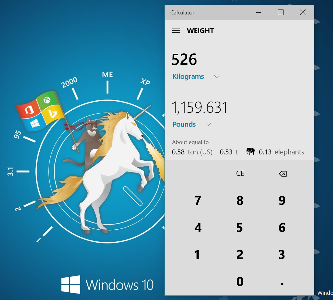 The new Windows 10 calculator tells you your weight in elephants (and ...
