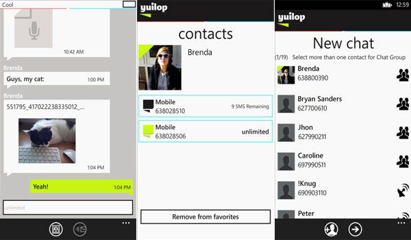 Send free SMS to all your contacts with yuilop for Windows Phone ...