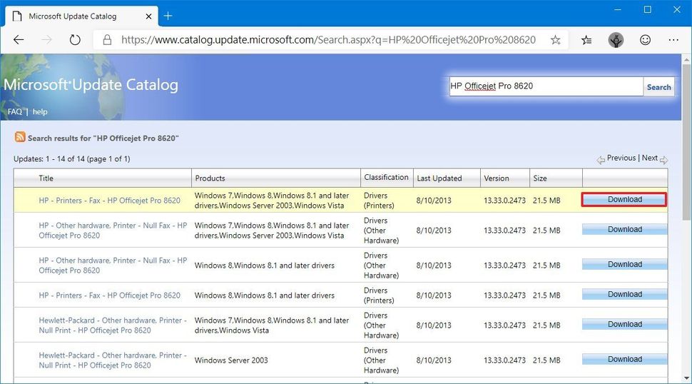 How to install a printer using the Windows Update Catalog driver on ...