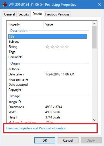How to remove personal information from pictures on Windows 10 ...