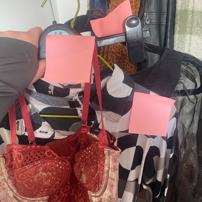 I used the Post-it note decluttering method to sort clothes | Ideal Home