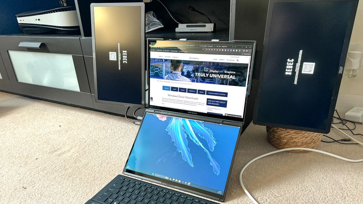 This tri-screen portable monitor setup has revolutionized my ...