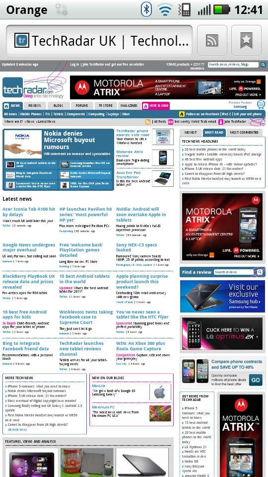 Motorola Atrix: Internet - Motorola Atrix review - Page 5 | TechRadar