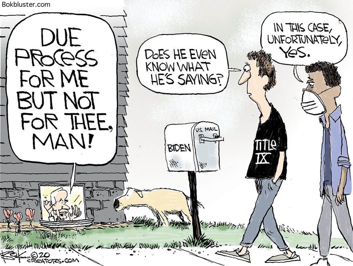 Political Cartoon U.S. Joe Biden due process Tara Reade | The Week