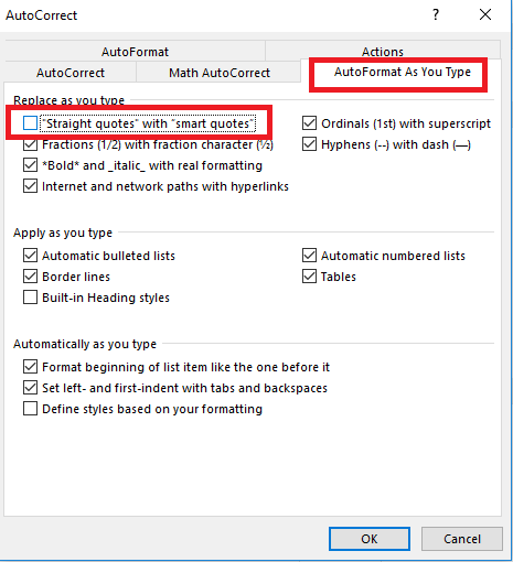 How to change 'smart' quotes to 'straight' quotes in Microsoft Word ...