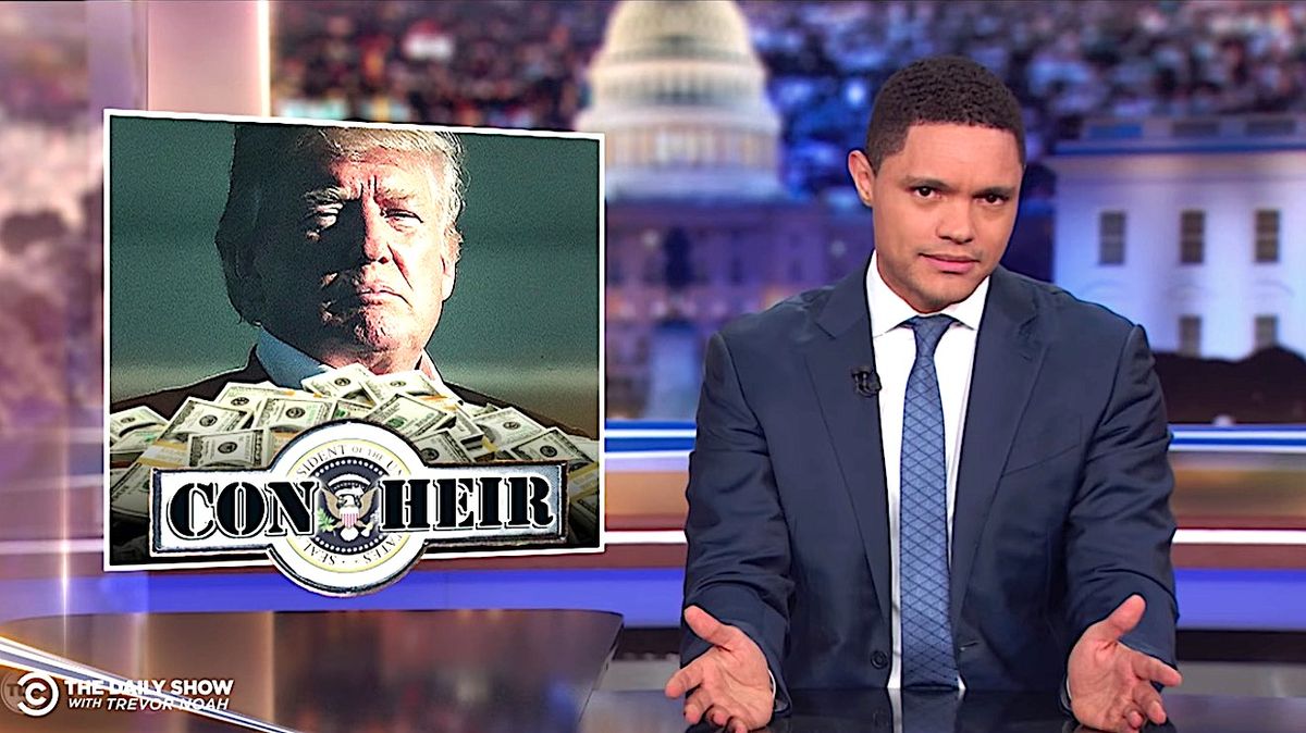 Trevor Noah wryly lays out how Trump's 'whole origin story' of self ...