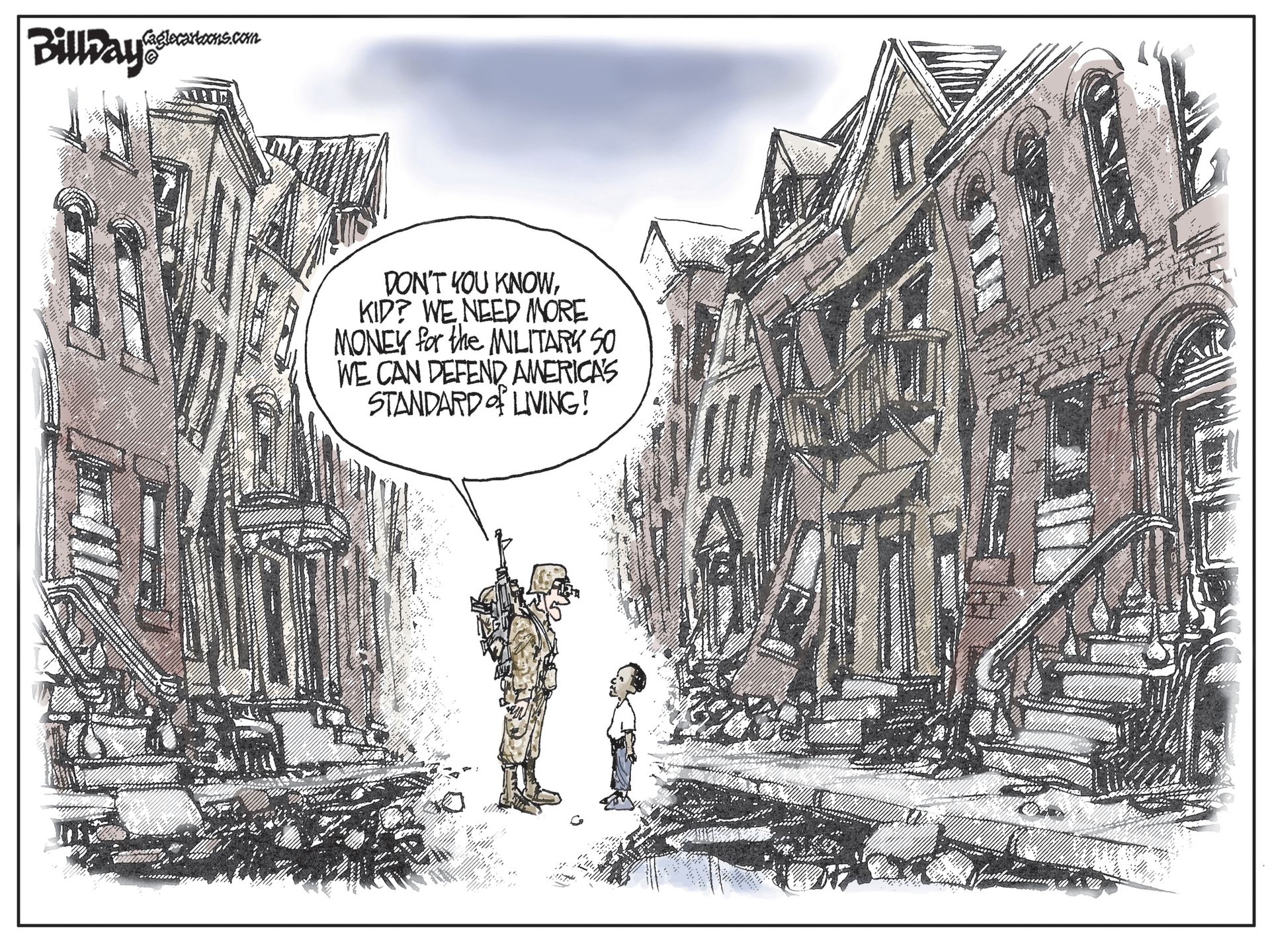 Political Cartoon U.S. Military spending America Trump poverty | The Week
