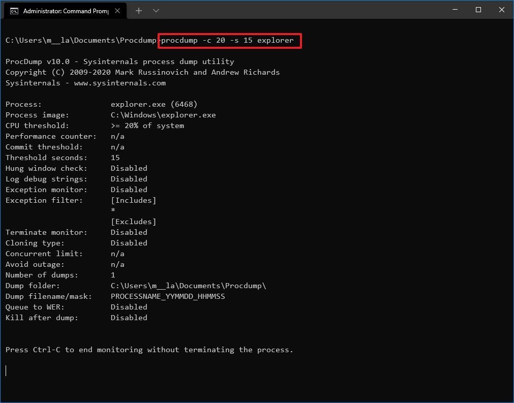 How to use ProcDump to create crash dump files on Windows 10 | Windows ...