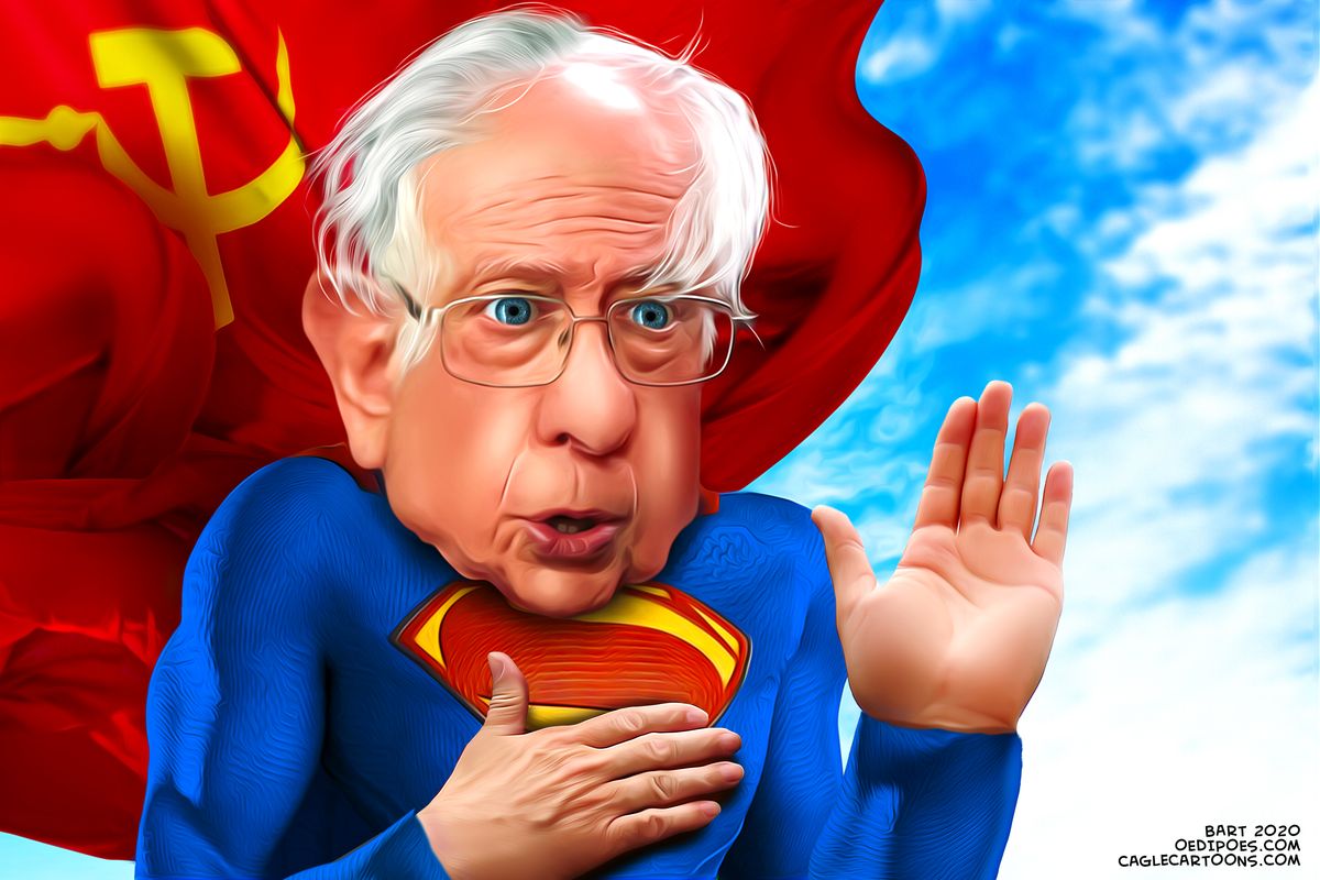 Political Cartoon U.S. Superman Sanders frontrunner 2020 election ...