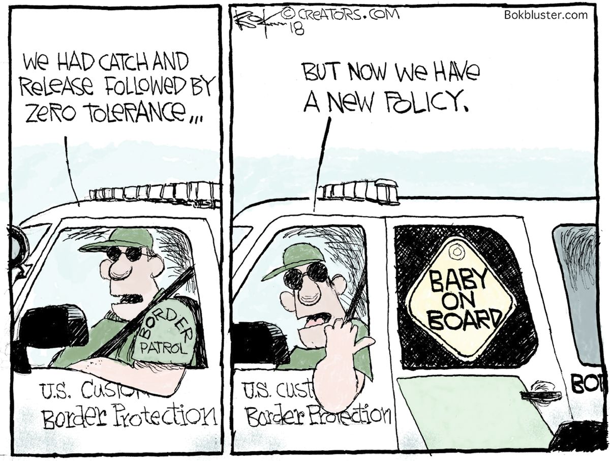 Political cartoon U.S. immigration family separation ICE zero tolerance ...