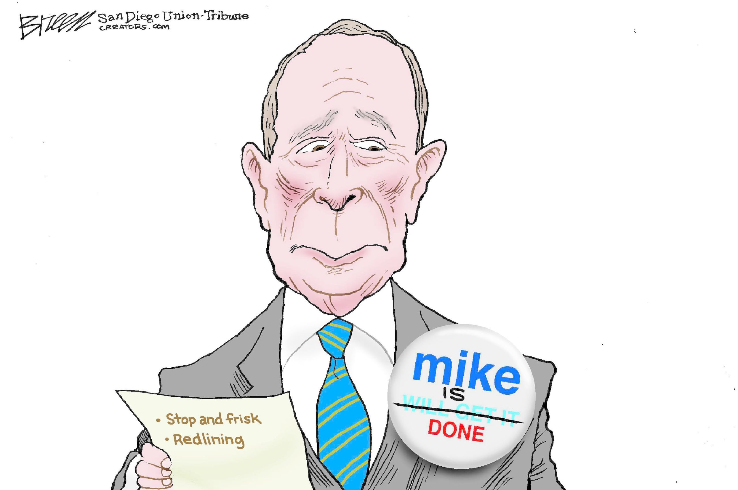 Political Cartoon U.S. Bloomberg bombed Nevada stop and frisk redlining ...