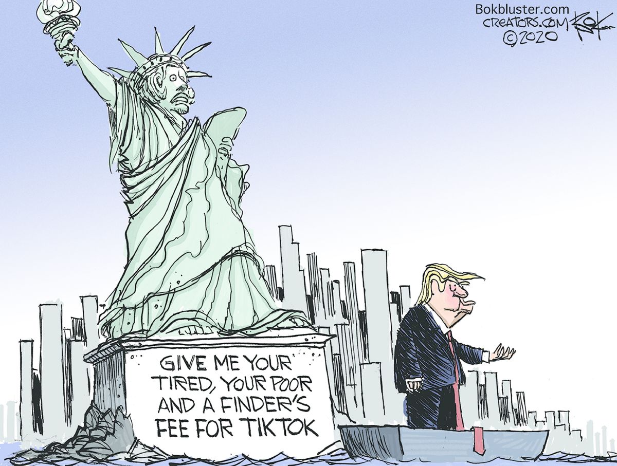 Editorial Cartoon U.S. Trump TikTok China Buyout security | The Week