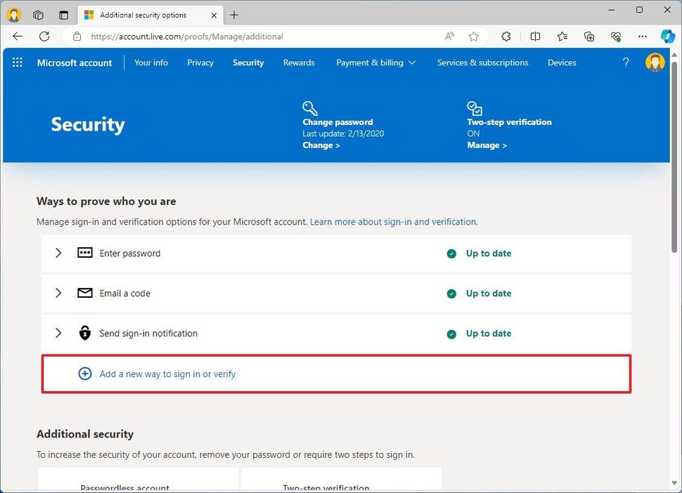 How to set up two-factor authentication (2FA) on a Microsoft account ...