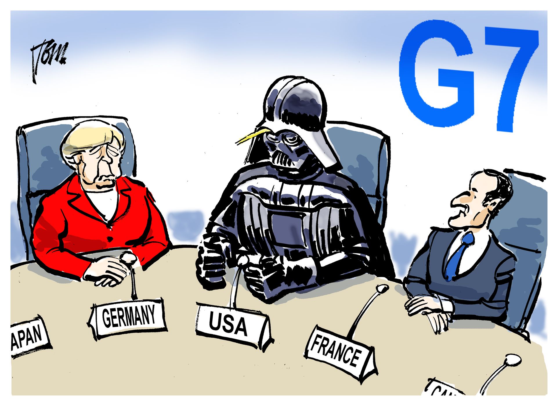 Political Cartoon U.S. G7 summit Trump Darth Vader Angela Merkel ...