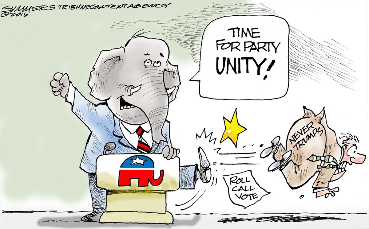 Political cartoon U.S. GOP party unity convention | The Week