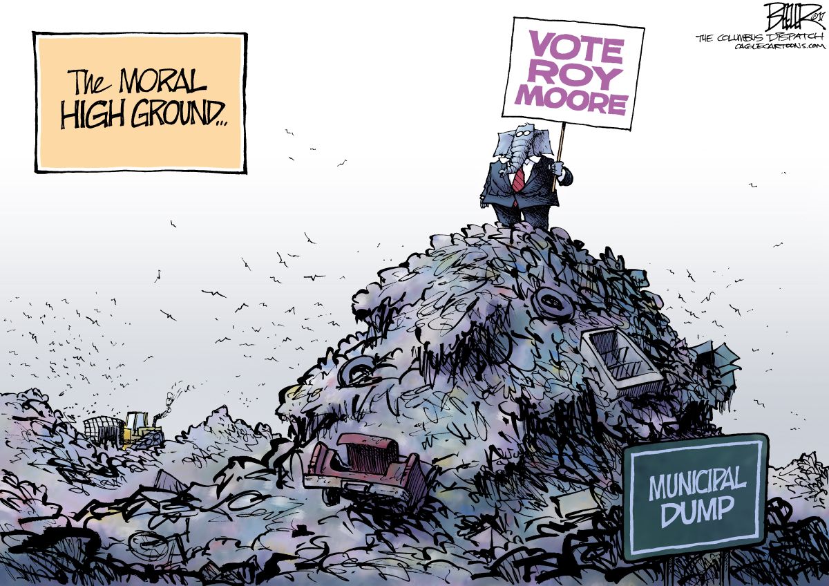 Political cartoon U.S. Roy Moore GOP morality | The Week