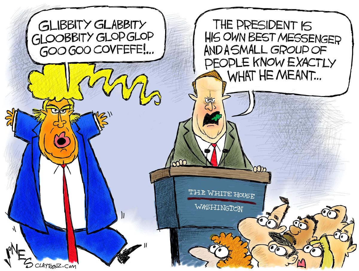 Political cartoon U.S. President Trump Covfefe | The Week