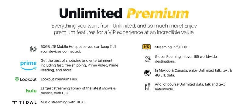 Sprint Unlimited Premium costs $90/month, includes 50GB mobile hotspot ...