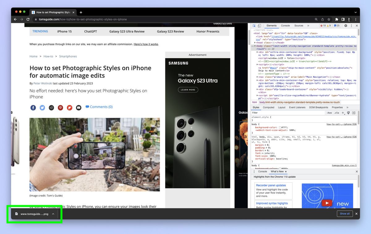 How to screenshot a full page in Chrome using Dev Tools | Tom's Guide