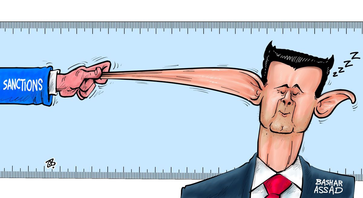 Political Cartoon International Bashar al Assad Syria sanctions America ...