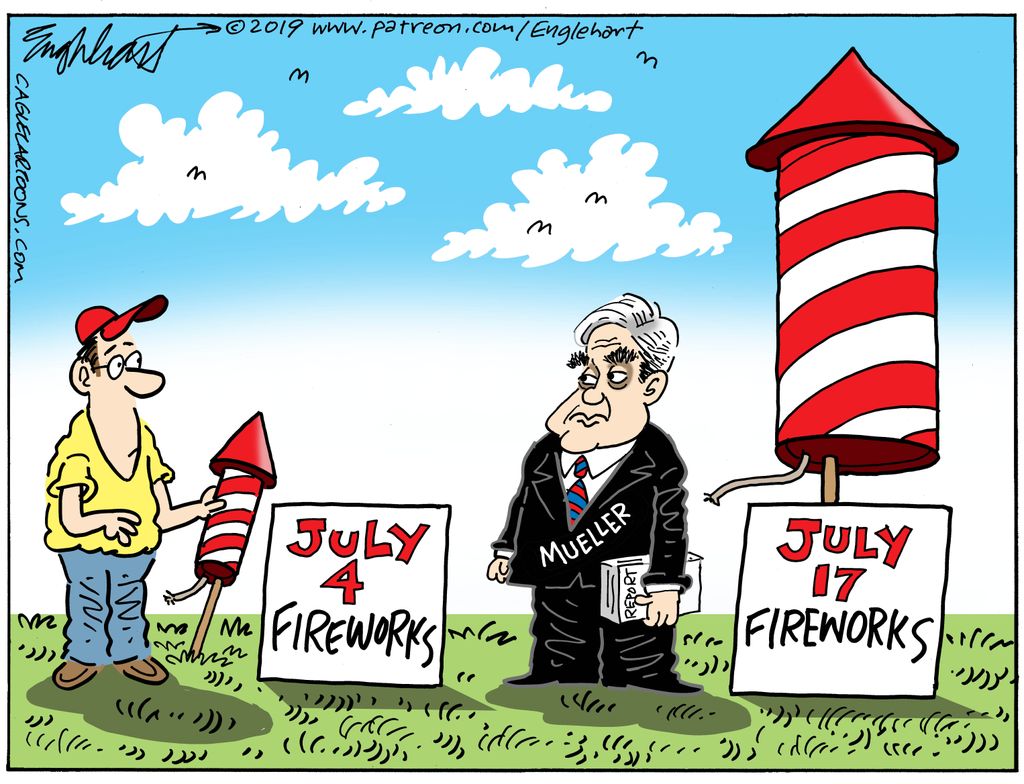 Political Cartoon U.S. July 4th Fireworks Mueller Report Testimony ...