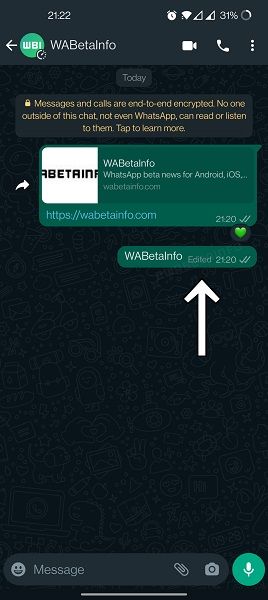 The latest WhatsApp Beta test offers a preview of its edit button ...