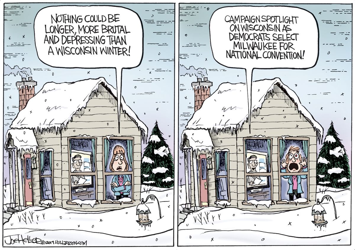 Political Cartoon U.S. Wisconsin Winter Milwaukee Democratic Convention ...