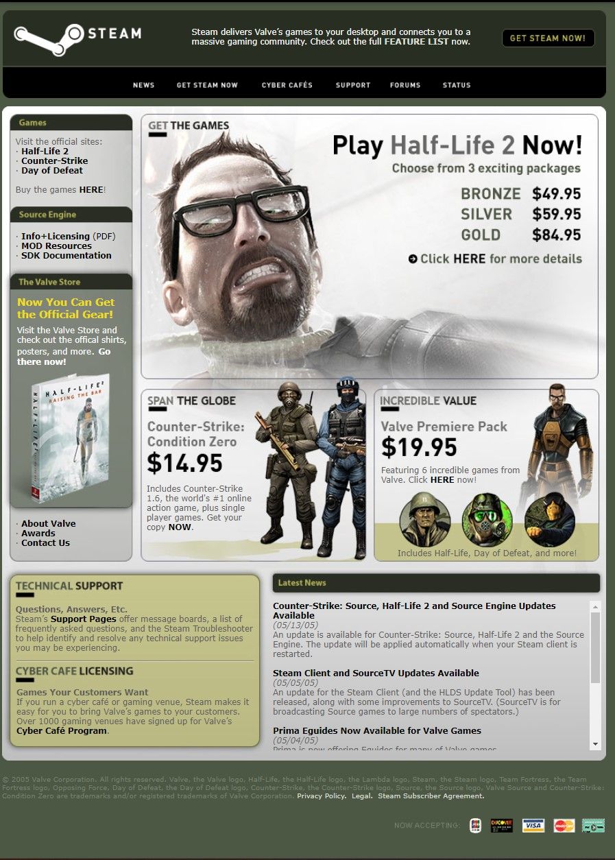 Man, Steam's official website has come a long way in 21 years | PC Gamer