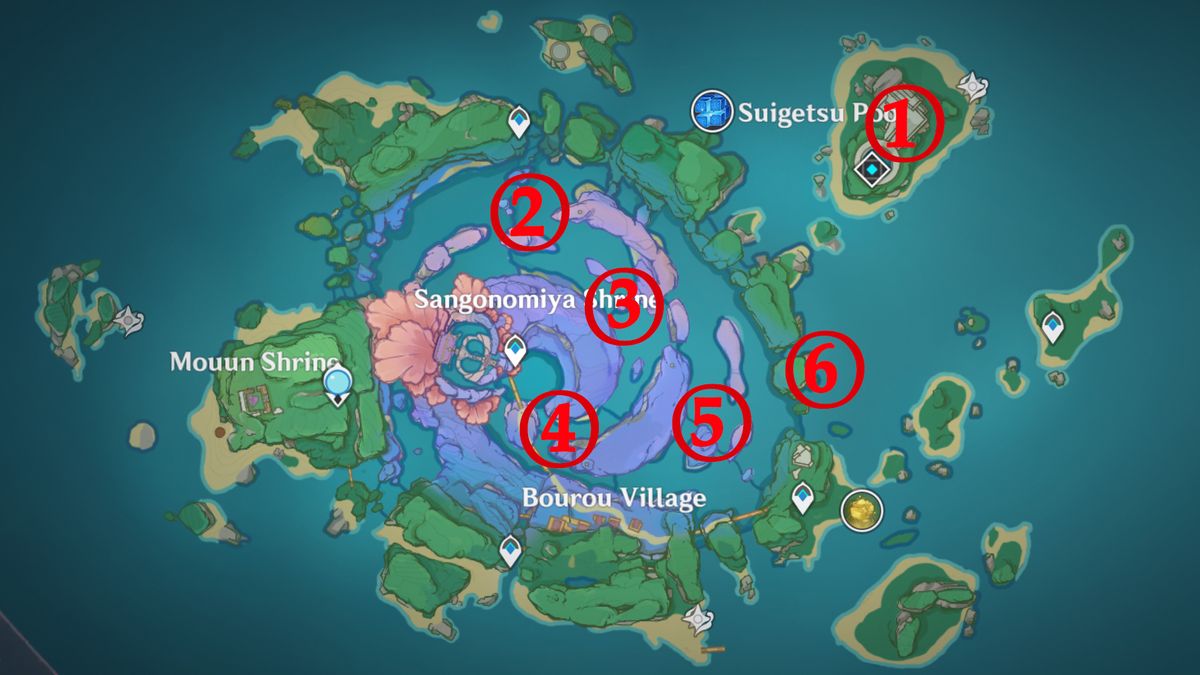 Genshin Impact Sango Pearls locations | GamesRadar+