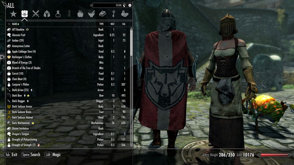 100% essential Skyrim mod lets you see yourself in the inventory menu ...