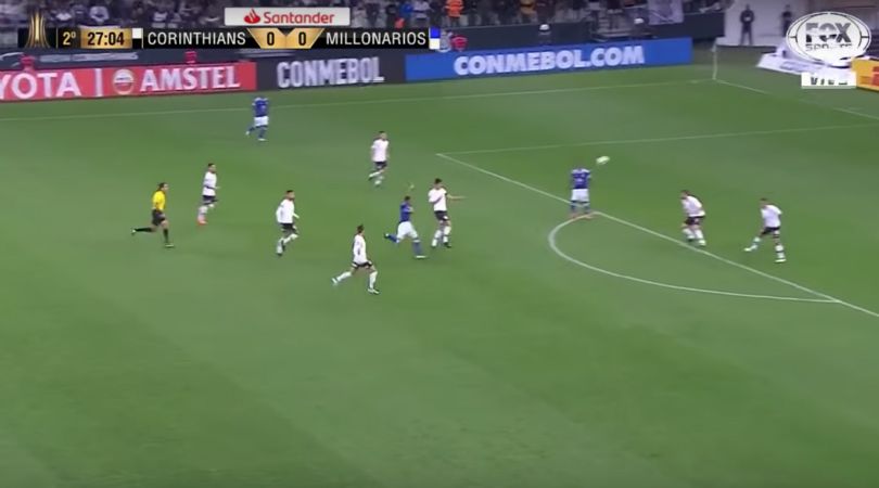 Cesar Carrillo of Millonarios bangs in a screamer in Copa Libertadores ...