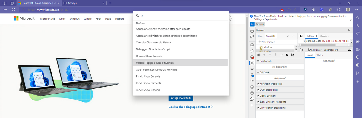 Microsoft Edge Canary gains experimental Command Palette for developers ...