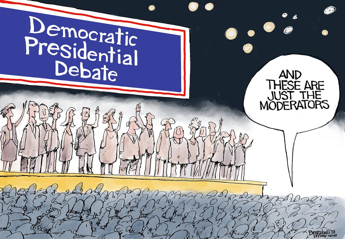Political Cartoon U.S. Democratic Primary 2020 Election Moderators ...