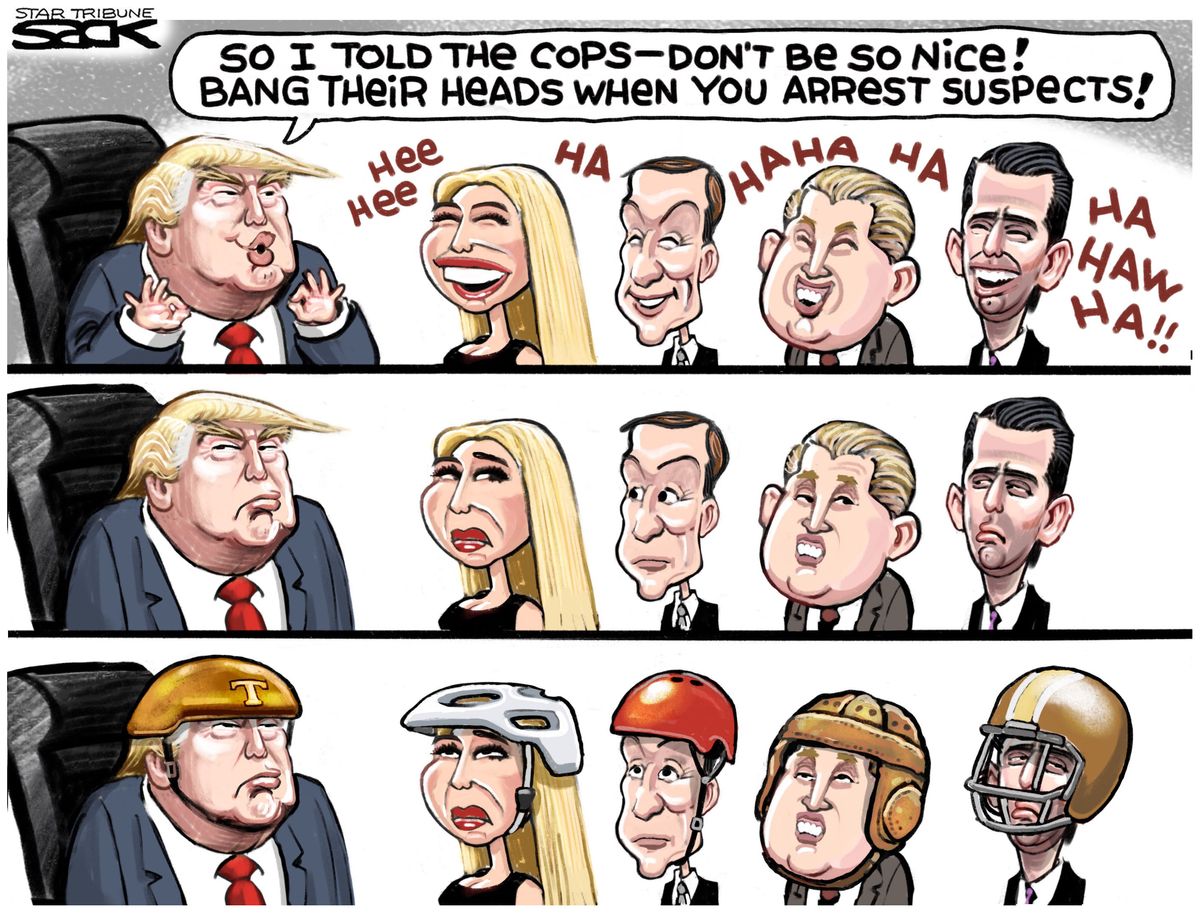 Political cartoon U.S. Trump Jr. Ivanka Jared Kushner Eric police ...