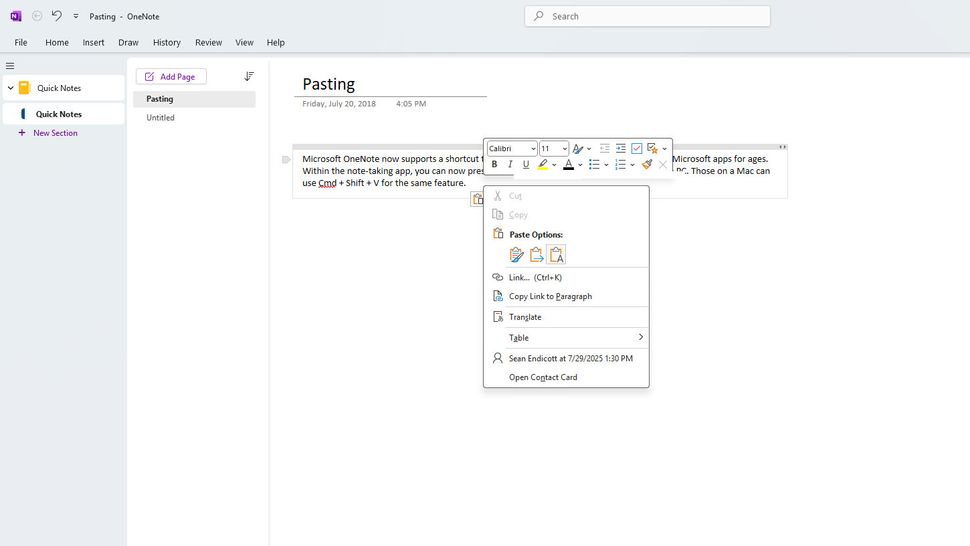 OneNote adds "Paste Text Only" shortcut | Windows Central