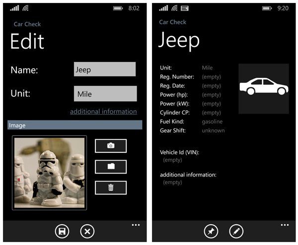 Car Check, a Windows Phone app for monitoring your automotive expenses ...