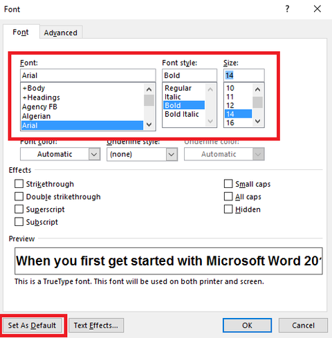 How to change font defaults in Microsoft Word 2016 for Windows ...