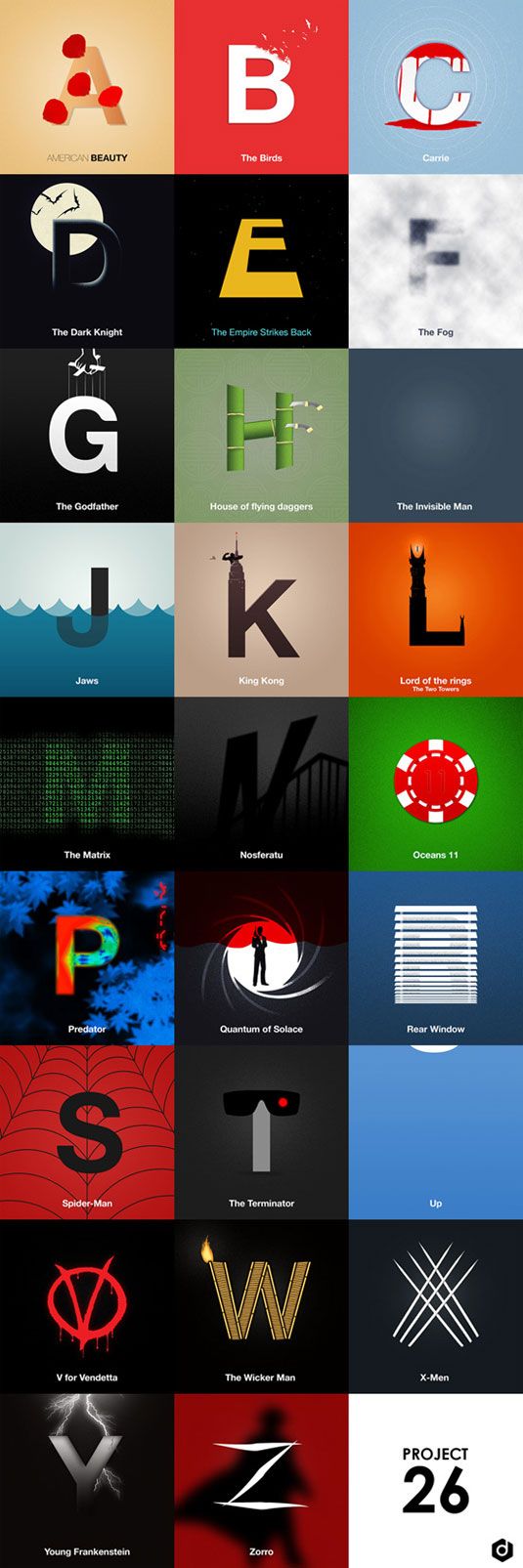Movies made minimal with illustrated alphabet | Creative Bloq