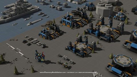 Planetary Annihilation screenshots show buildings, units, unit cannon ...