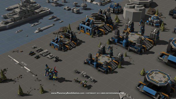 Planetary Annihilation screenshots show buildings, units, unit cannon ...