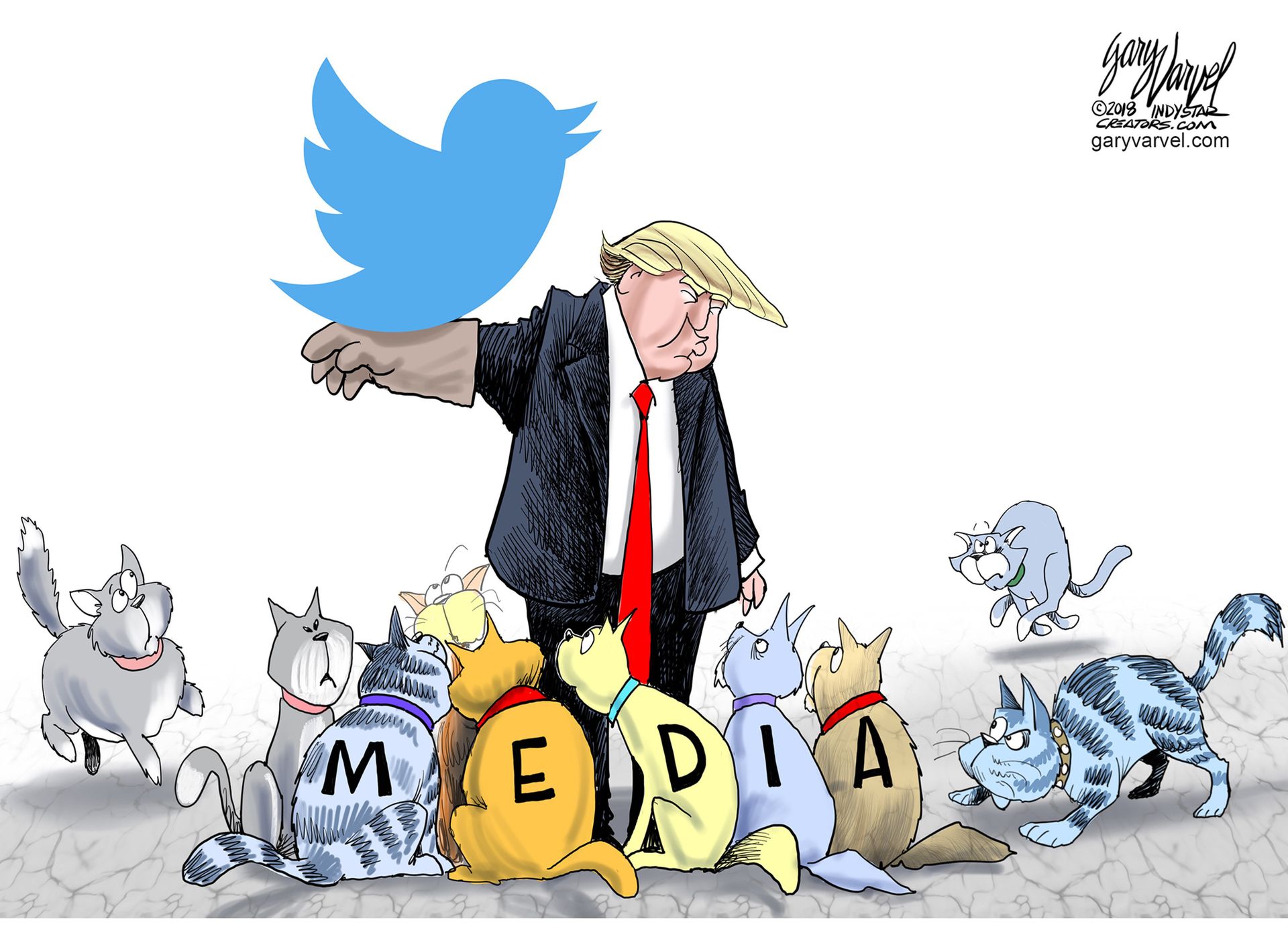 Political cartoon U.S. Trump twitter media | The Week