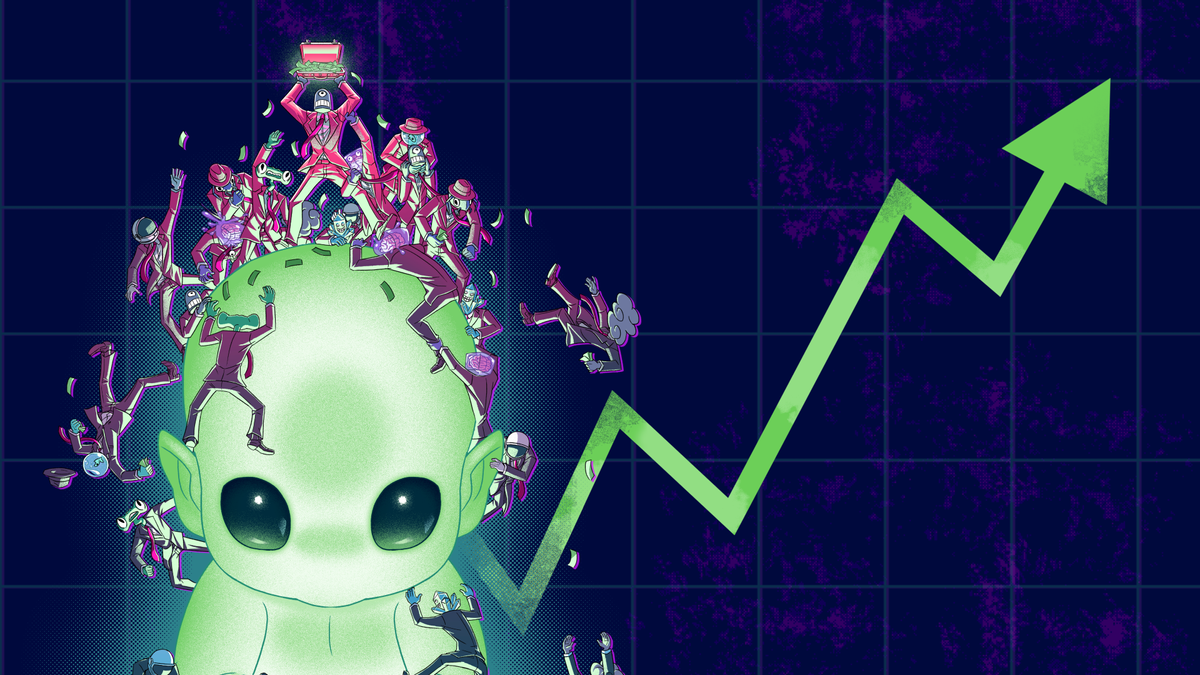 A game where you buy and sell stocks based on the lives on alien babies ...