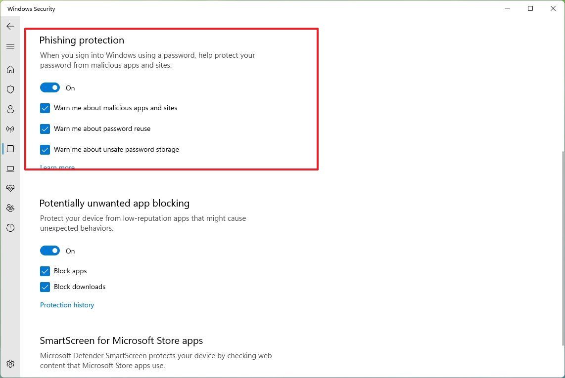How to enable phishing protection on Windows 11 2022 Update | Windows ...