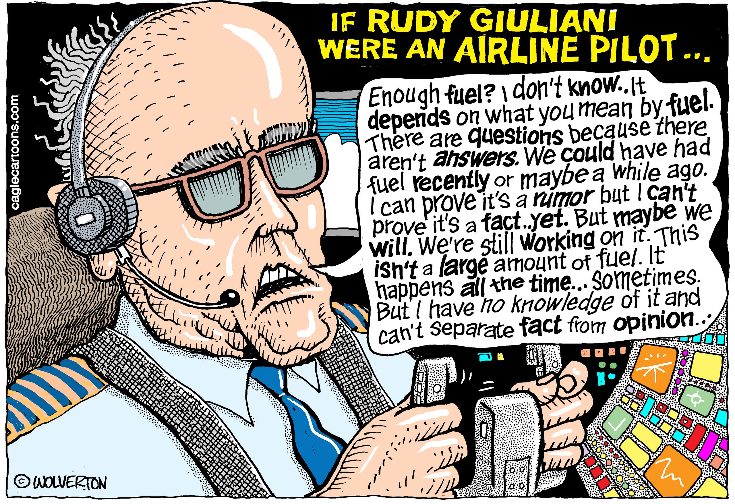Political cartoon U.S. Rudy Giuliani Trump Russia investigation pilot ...