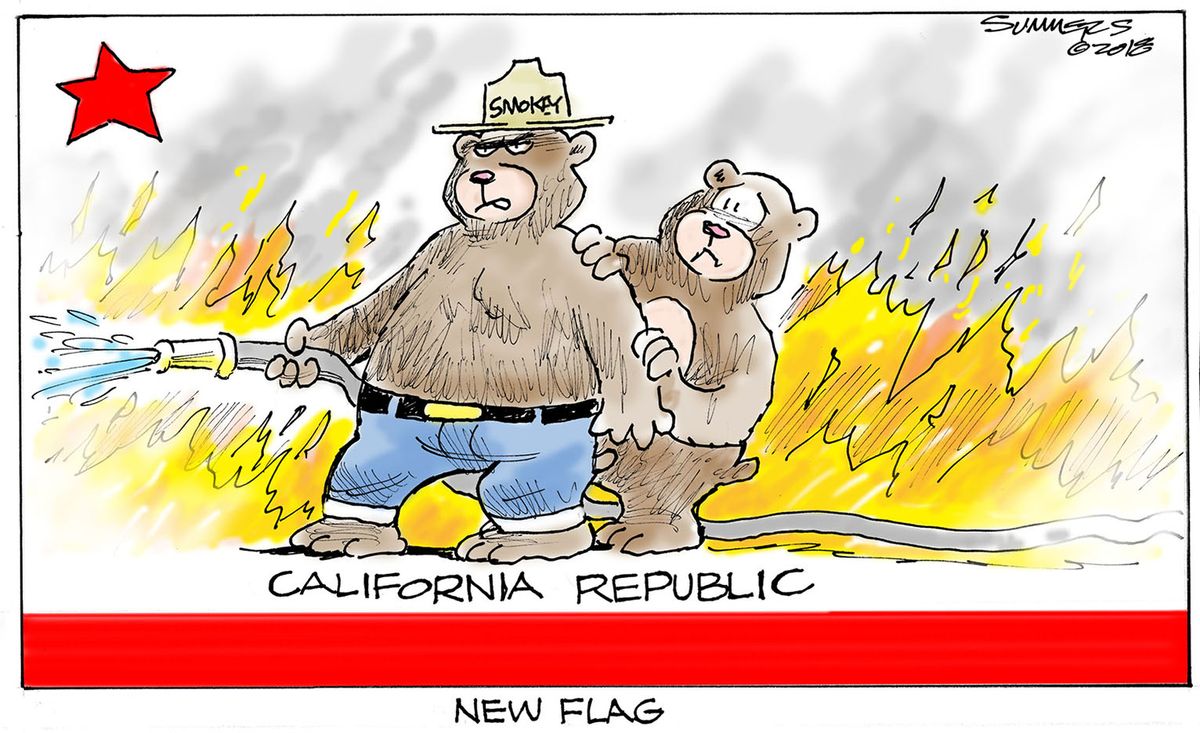 Editorial cartoon U.S. California wildfires California republic new ...