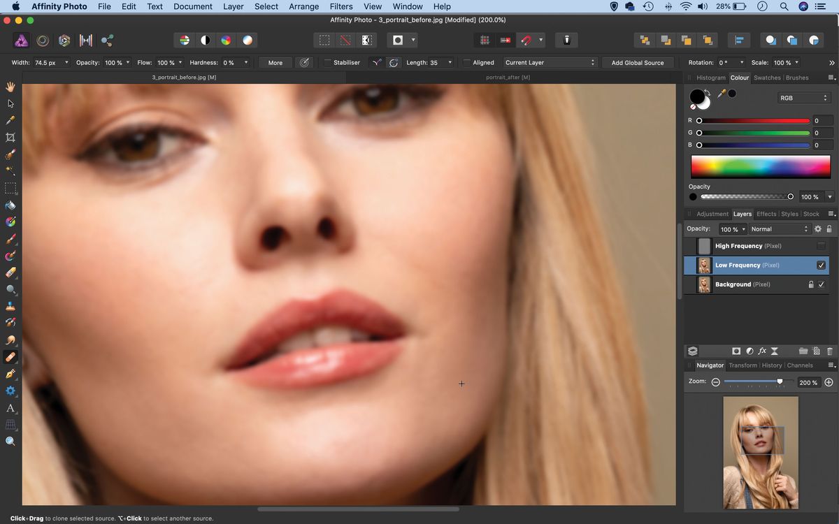 Clean up skin the easy way in Affinity Photo: portrait enhancement made ...