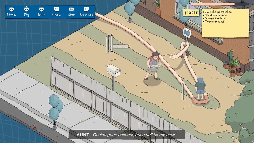 'You're a very long arm. You steal things. It's a comedy game ...