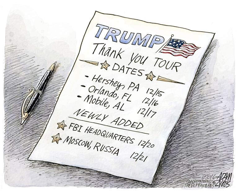 Political cartoon U.S. Donald Trump thank you tour | The Week